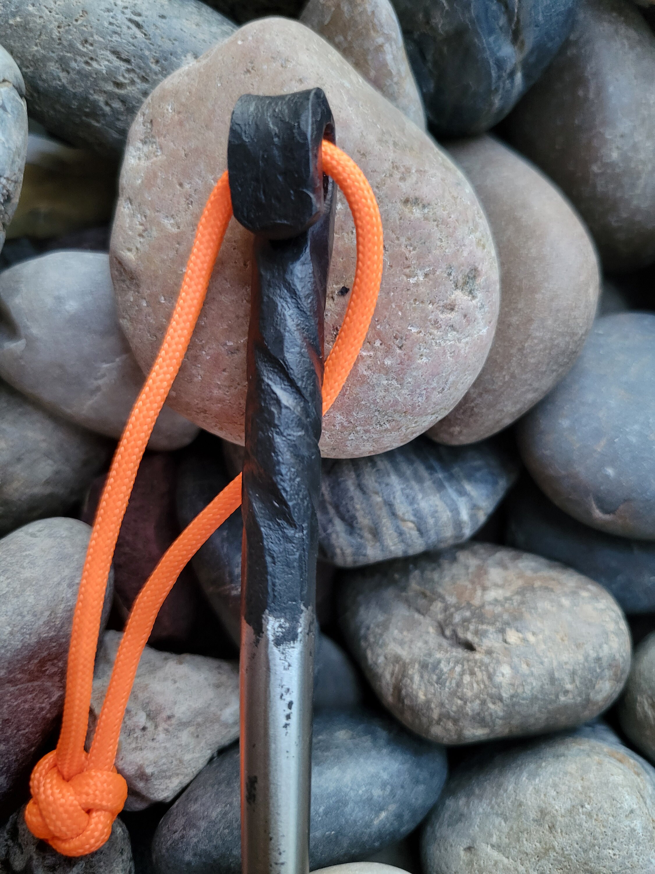 Hand Forged Marlin Spike Awl EDC Hammered Twist Blue Flame Patina - Etsy