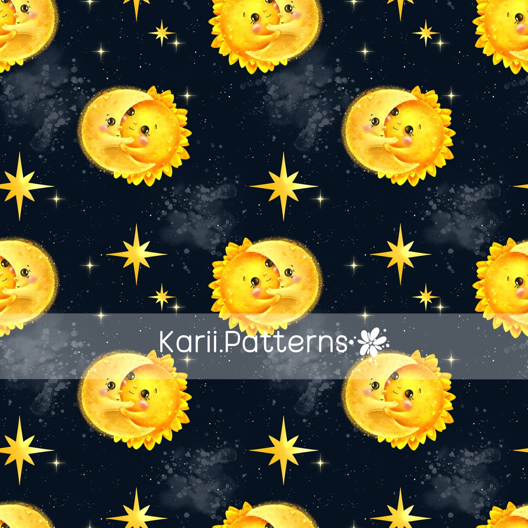 Cute Sun and Moon Pattern Design,cute Celestial Seamless Pattern Tile ...