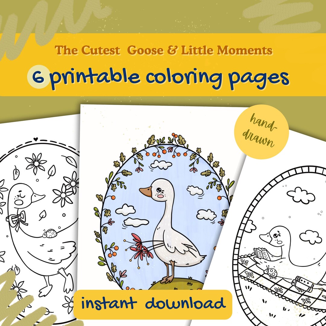 Cute Goose Coloring Pages for Adults and Kids, Bold and Easy, Cute and ...