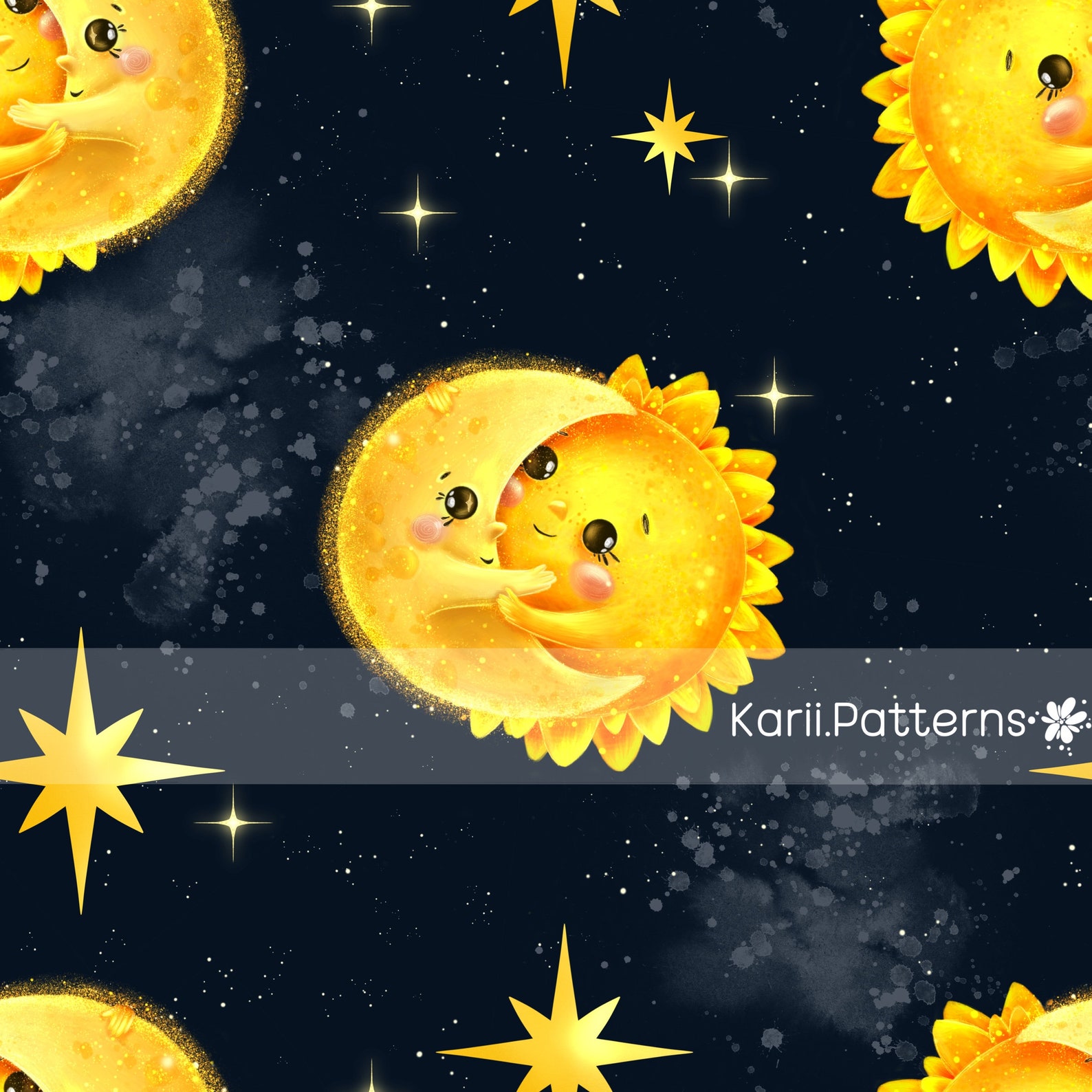 Cute Sun and Moon Pattern Design,cute Celestial Seamless Pattern Tile ...