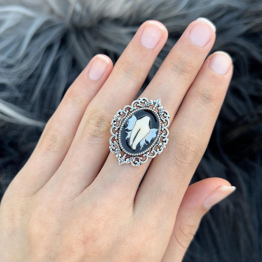 Raccoon Tooth Gothic Tooth Fairy Adjustable Ring | Gothic Jewelry ...