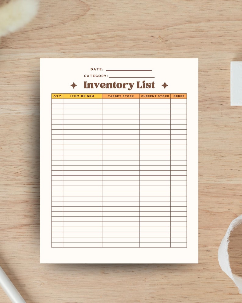 Printable Inventory Tracker & Supply Order Form, PDF, Inventory ...