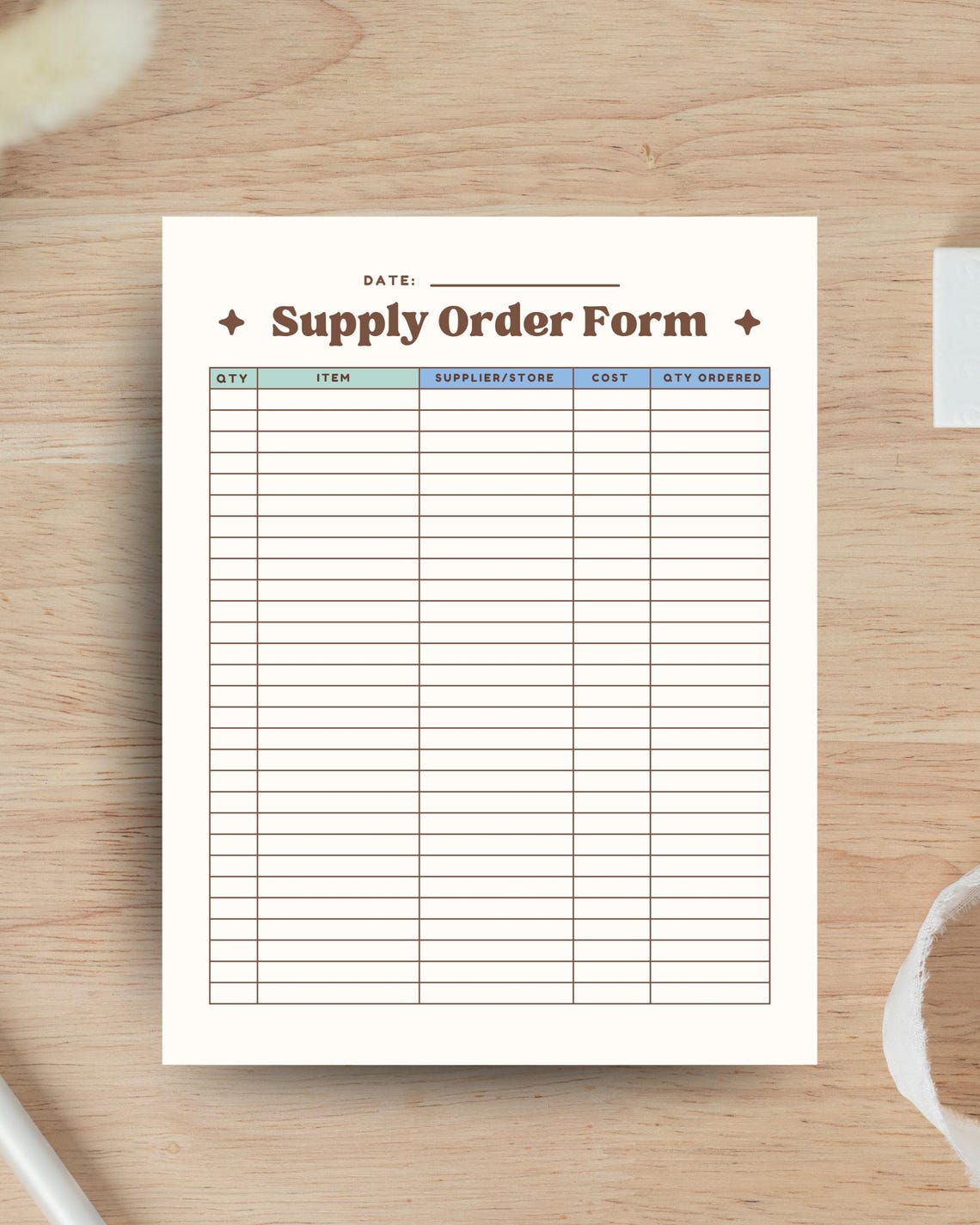Printable Inventory Tracker & Supply Order Form, PDF, Inventory ...