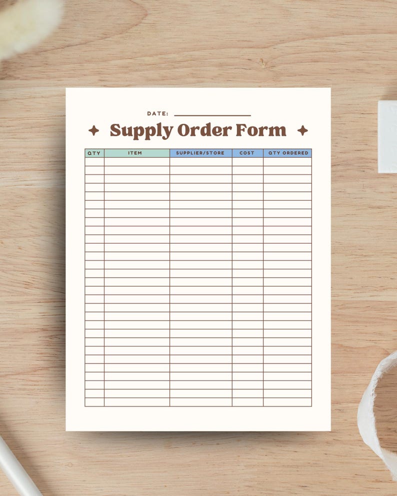 Printable Inventory Tracker & Supply Order Form, PDF, Inventory ...