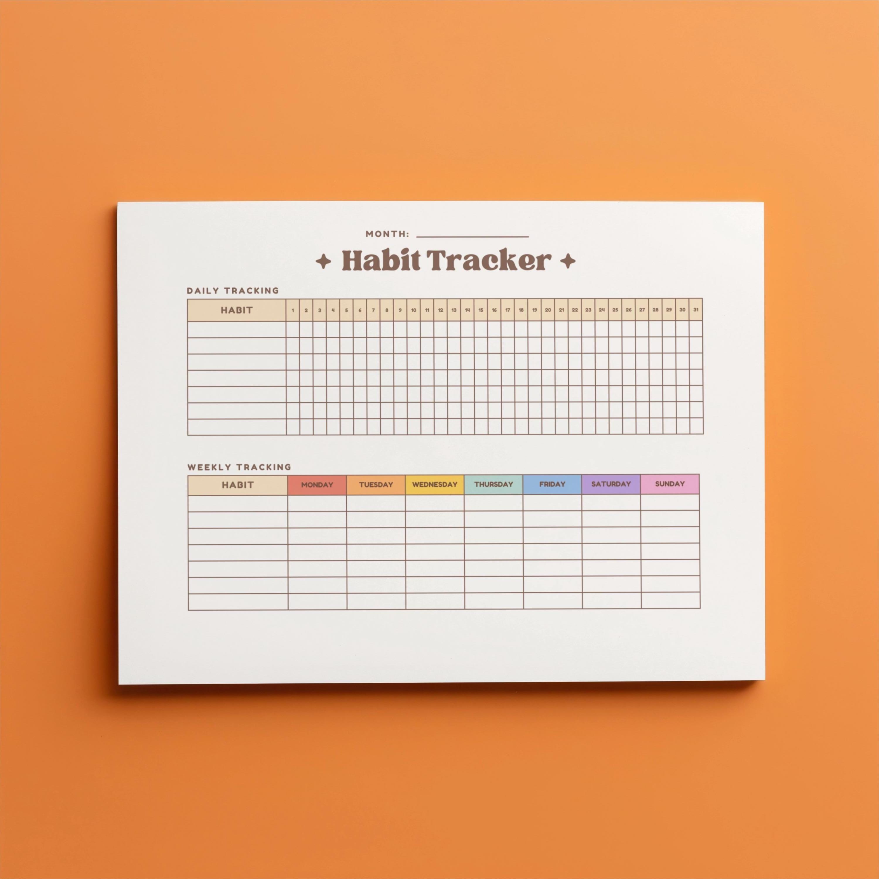 Printable Habit Tracker PDF Download, Monthly Weekly Daily, Goal ...