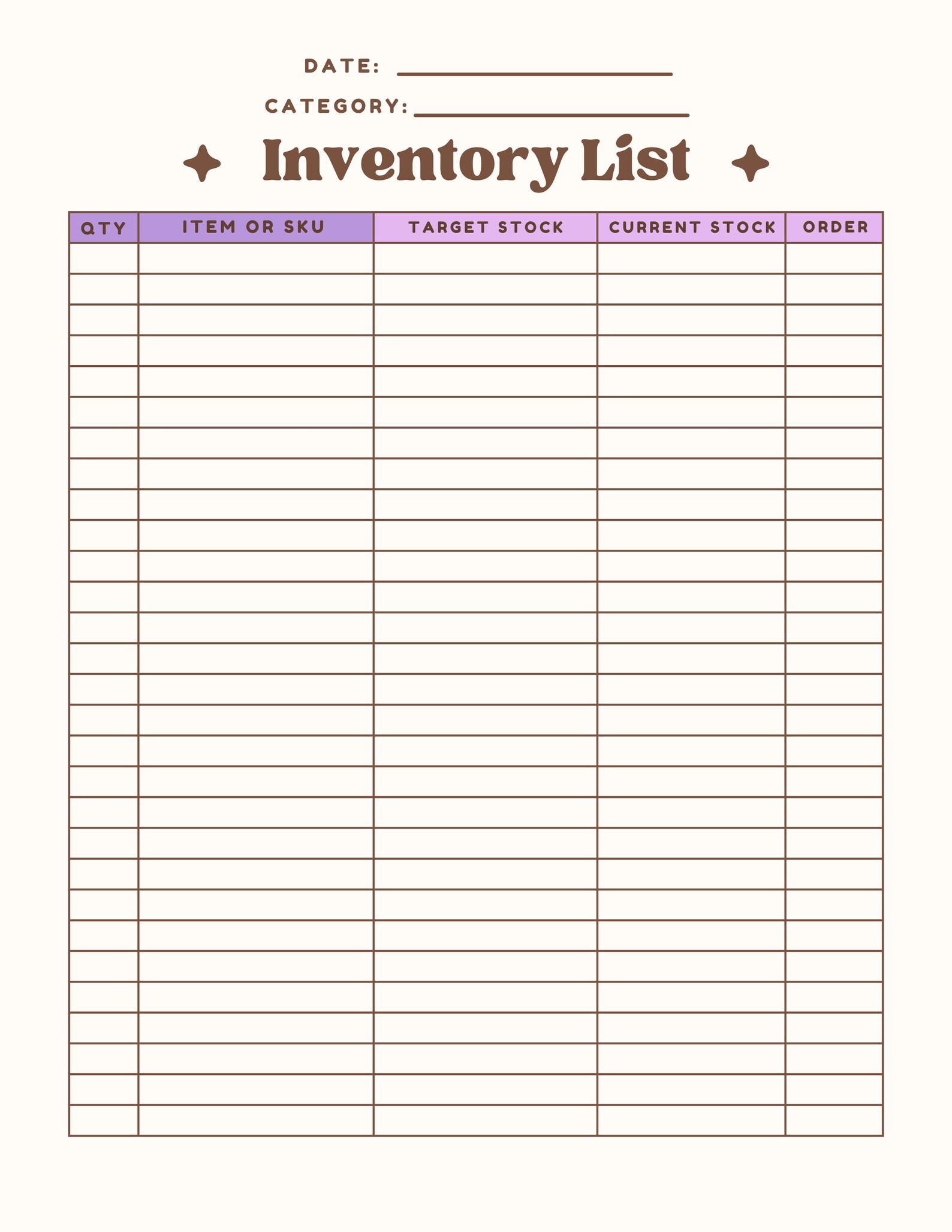 Printable Inventory Tracker & Supply Order Form, PDF, Inventory ...