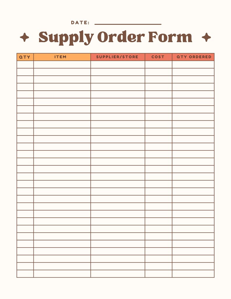 Printable Inventory Tracker & Supply Order Form, PDF, Inventory ...