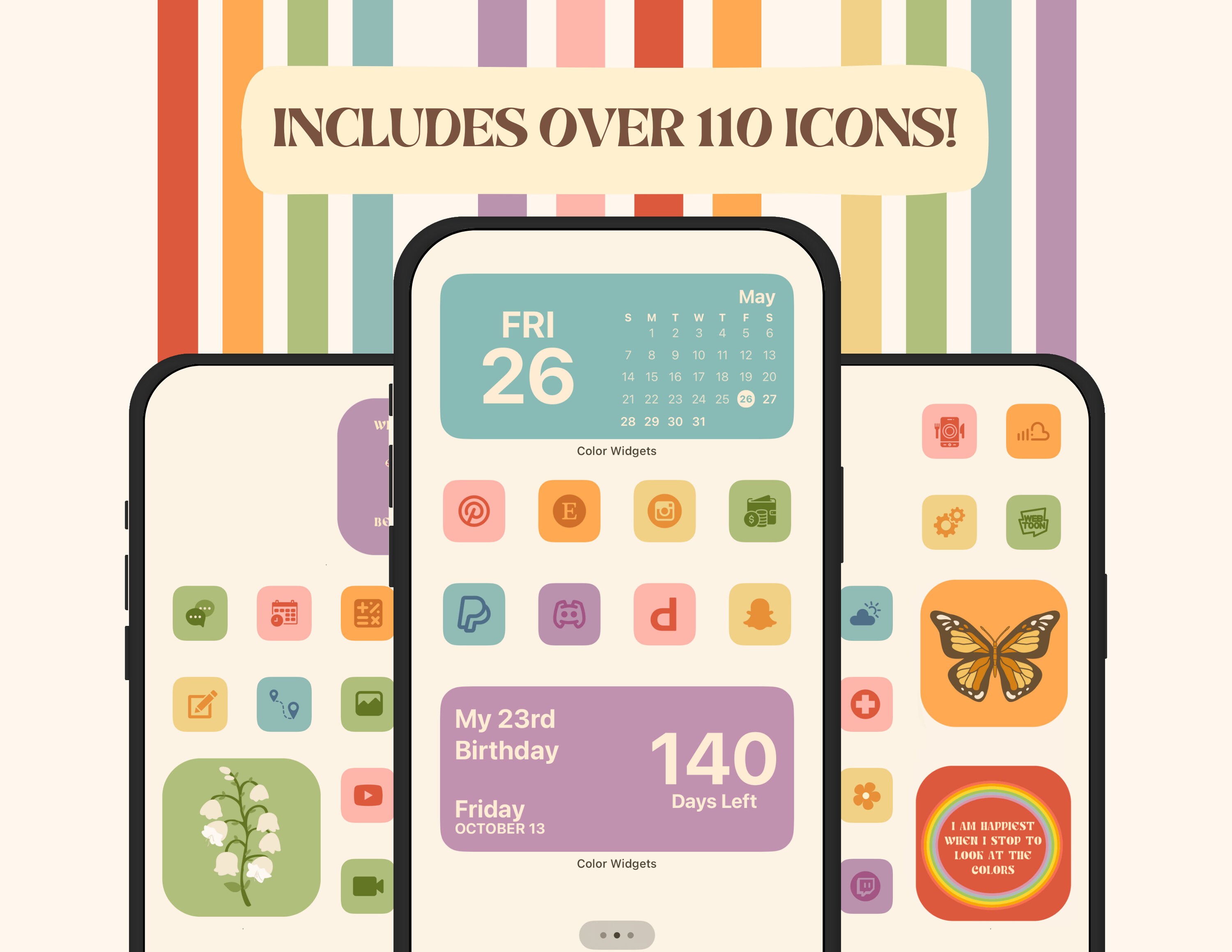 Pastel Indie iPhone App Icons Pack | Trendy iPhone Android Icons ...