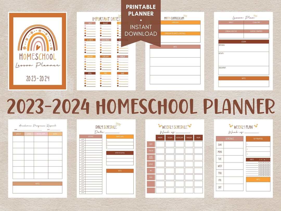 2023-2024 Homeschool Planner, Boho Rainbow Planner, Homeschool Planner ...