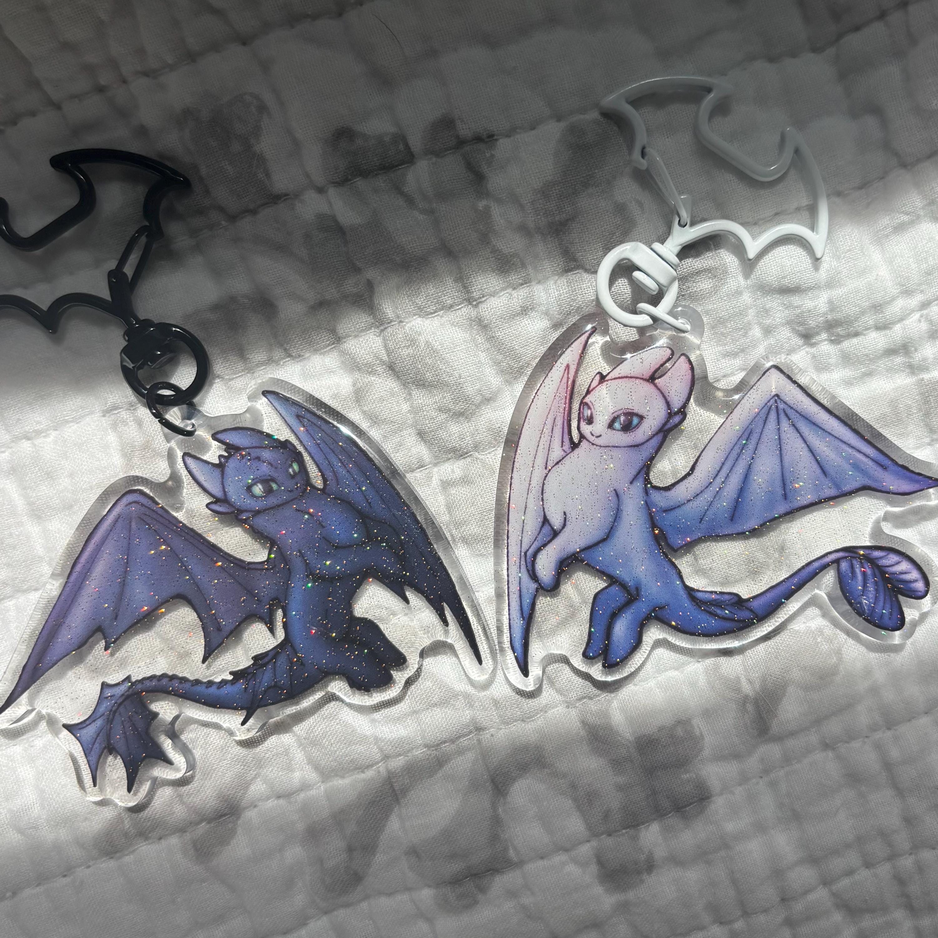 How to Train Your Dragon Toothless and Light Fury Acrylic Keychains - Etsy