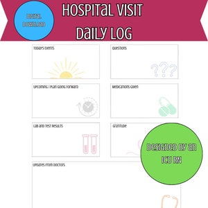 Printable Hospital Visit Log - Etsy