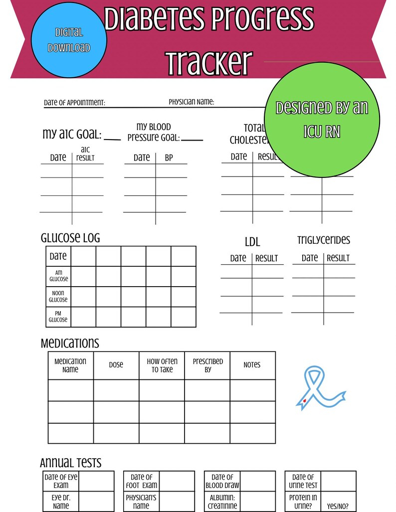 Printable Diabetes Management Tracker - Etsy