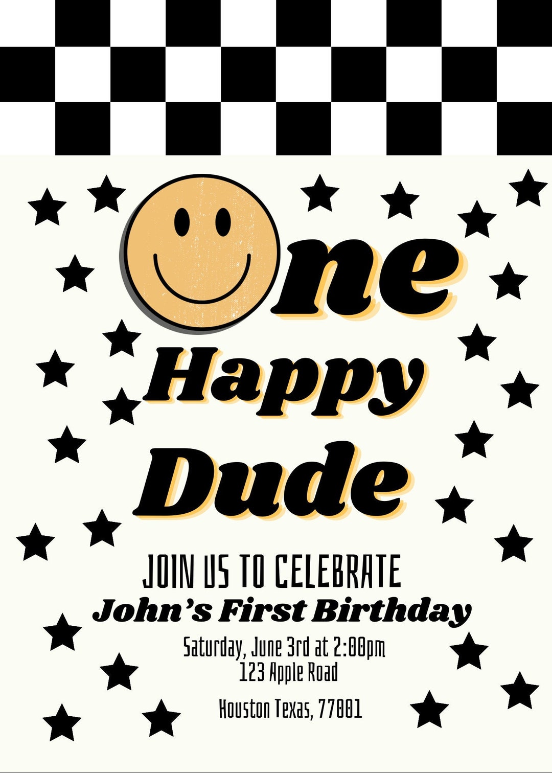One Happy Dude Invitation - Etsy