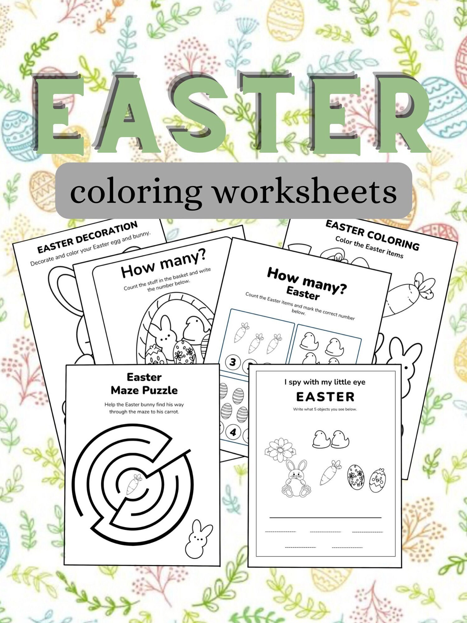 Easter Coloring Worksheets - Etsy
