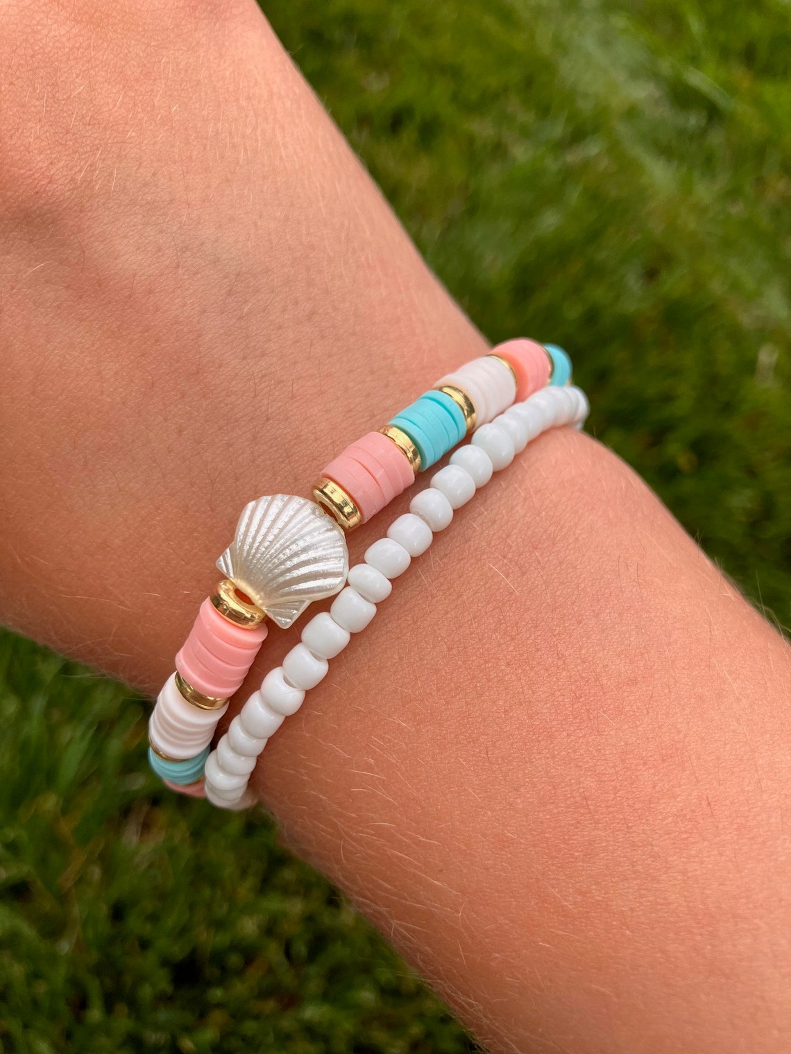 2 PC Set Shelly Sherbert Stackable Clay / Seed Bead Bracelet - Etsy