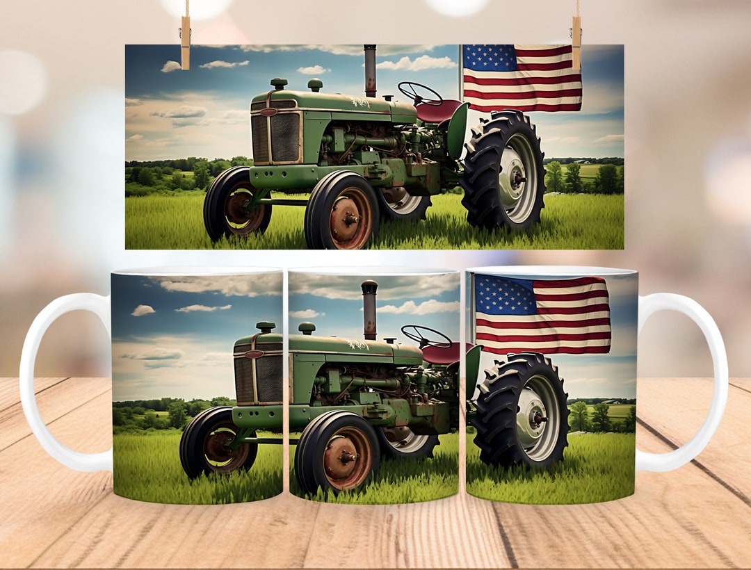 Classic American Farm Tractor Mug Sublimation Template Design PNG 11oz ...