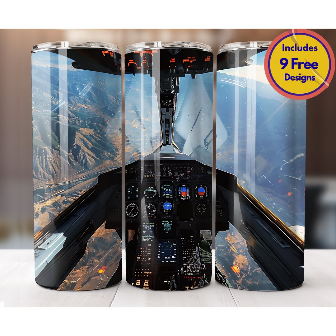 Fighter Jet Cockpit 20 Oz Skinny Tumbler Sublimation Design PNG Air ...