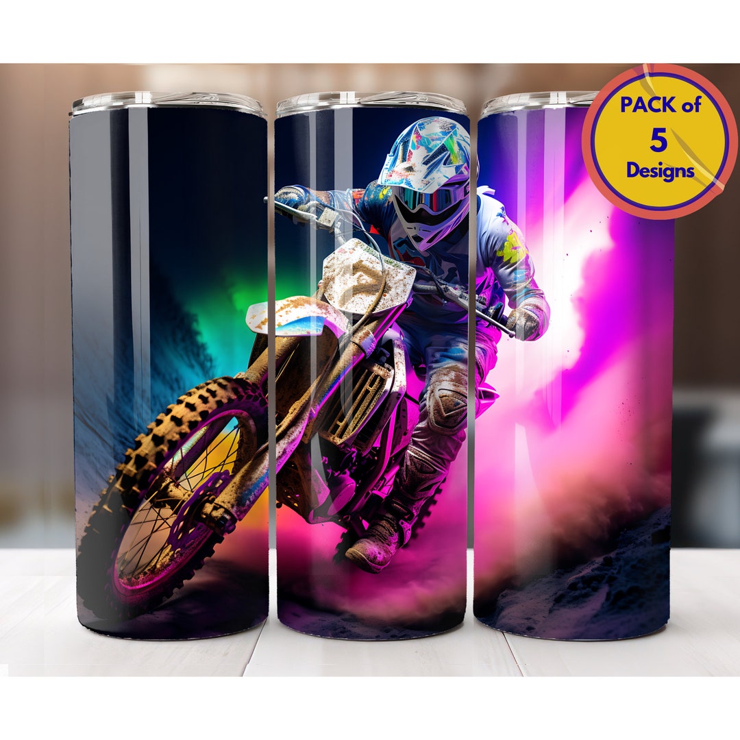 Neon Glow Dirt Bike Tumbler Wrap 20 Oz Tumbler Sublimation - Etsy