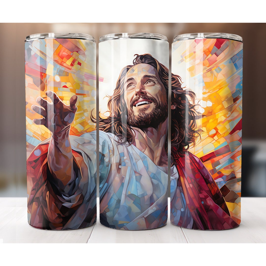 Jesus Christ Stained Glass 20oz Tumbler Sublimation Designs PNG ...