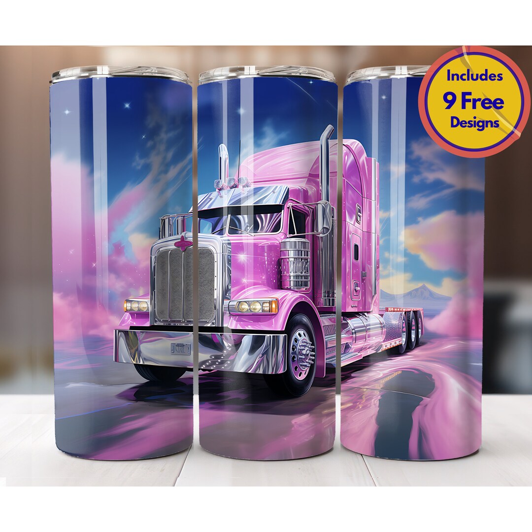 Pink Semi Truck 20oz Tumbler Sublimation Design PNG Diesel Trucker ...