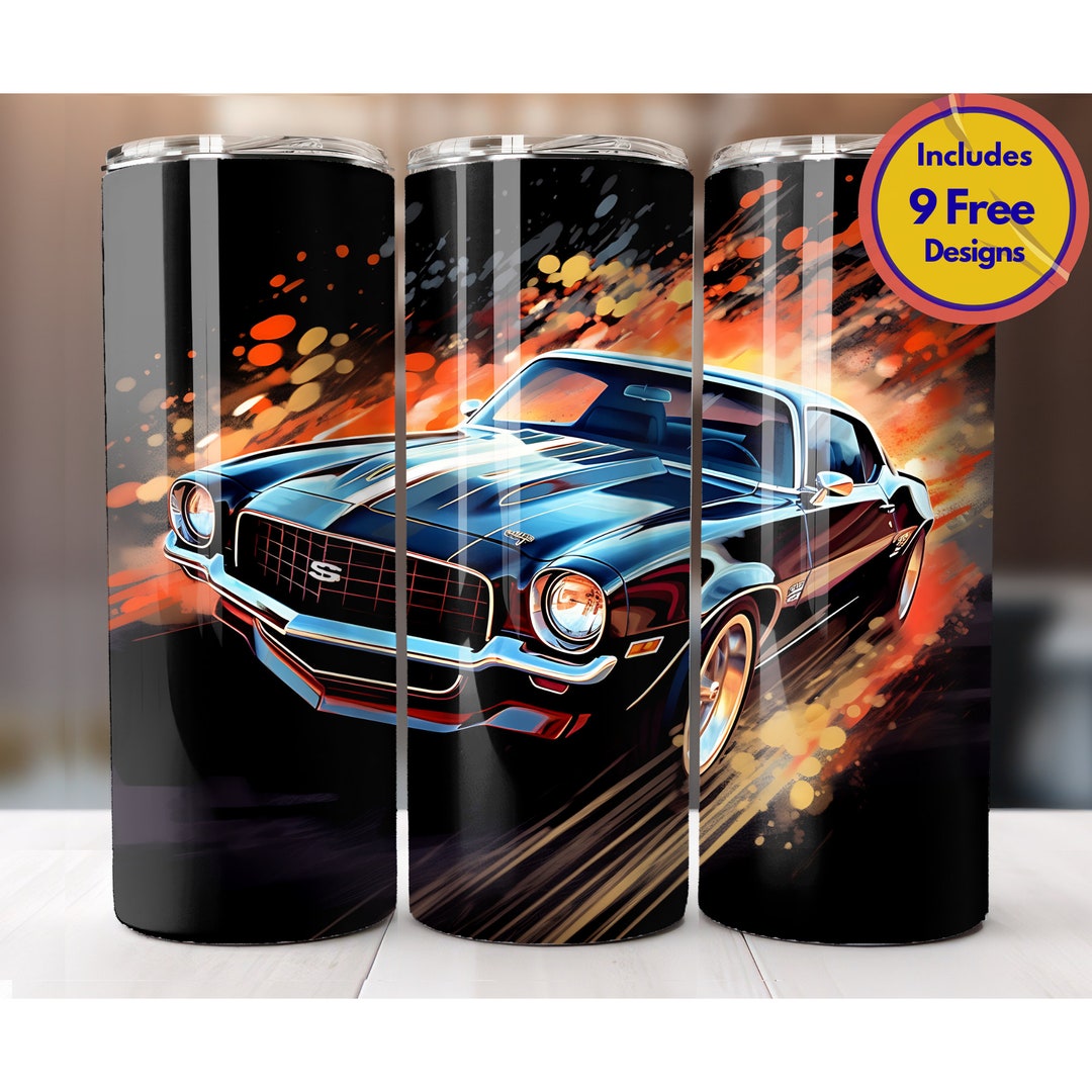 Classic Black Chevy Camaro Car Smoke 20 Oz Tumbler Sublimation Design ...
