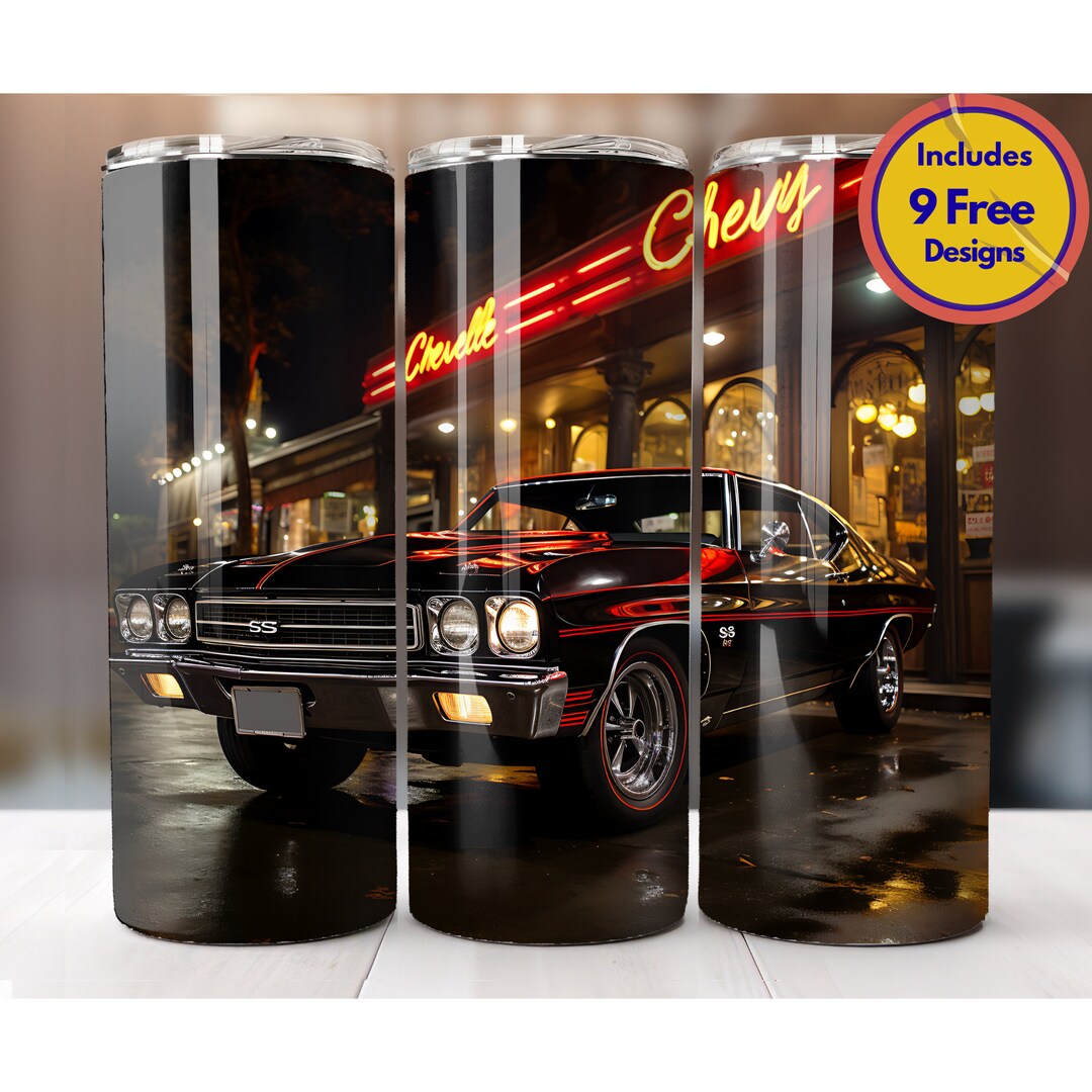 Classic Black Chevy Chevelle 20 Oz Tumbler Sublimation Design PNG ...