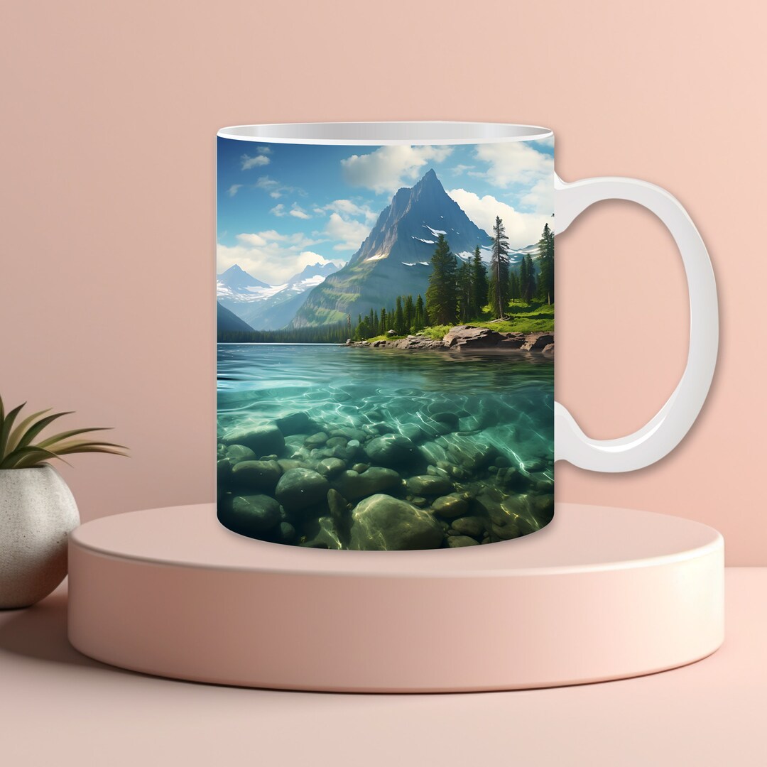 Nature Mountain Lake 11oz and 15oz Mug Wrap Snow Mountain Mug Wrap Lake ...