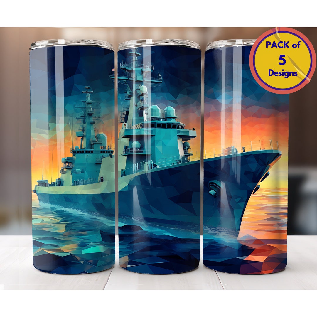 3D Navy Ship 20 Oz Skinny Tumbler Sublimation Design PNG, Digital ...