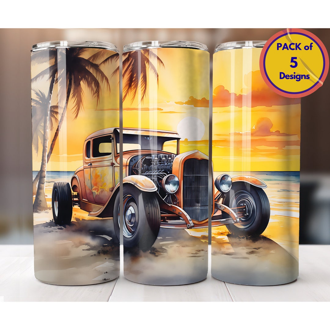 Watercolor Hot Rod Car 20 Oz Tumbler Sublimation Design Car Tumbler ...