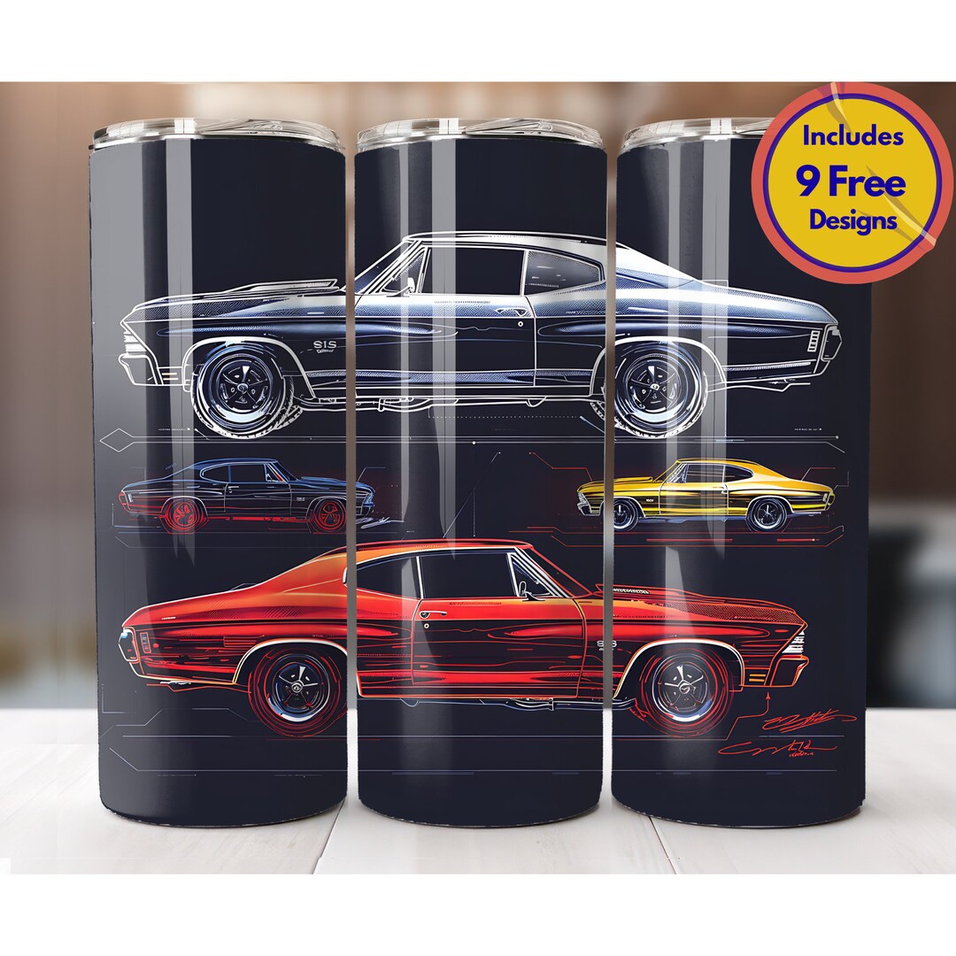 Vintage Chevy Chevelle Collage 20 Oz Tumbler Sublimation Design PNG ...