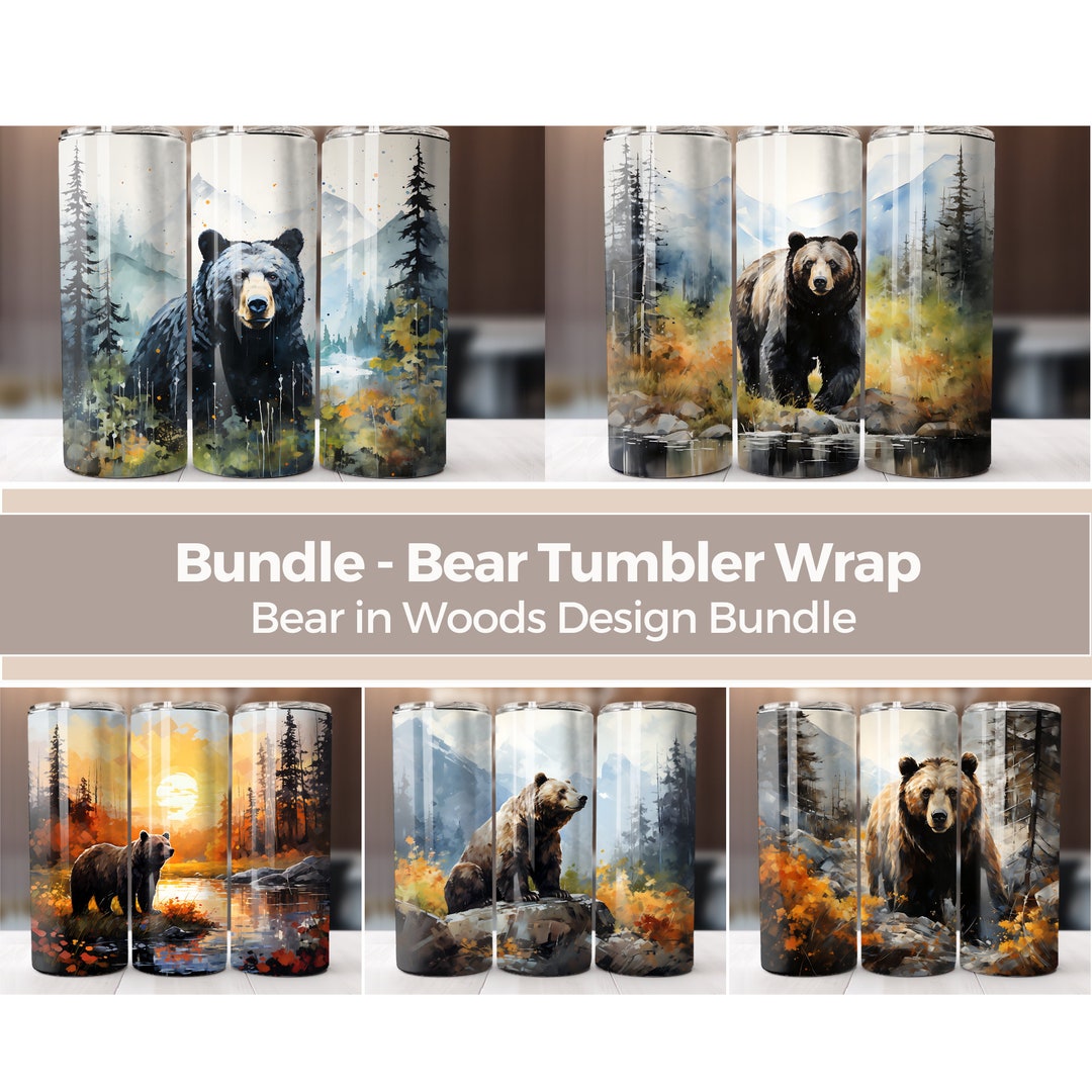 Bundle Bear in Nature 20oz Tumbler Sublimation Design PNG Forest ...