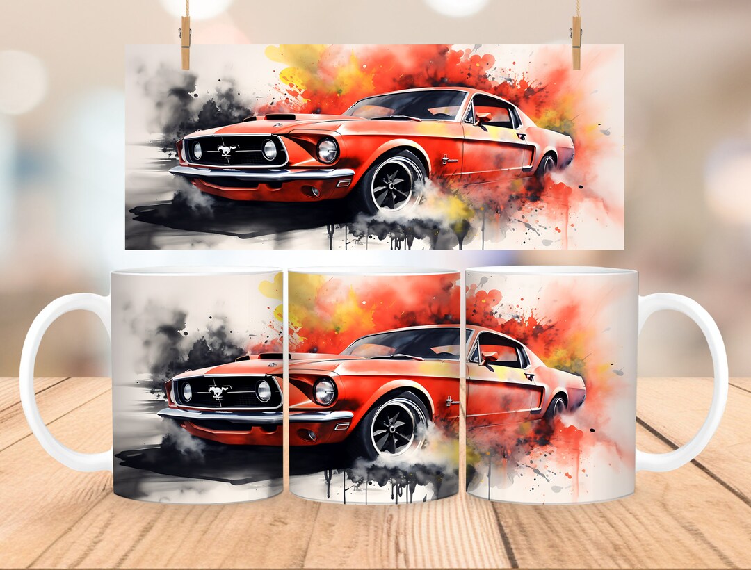 Classic American Red Muscle Car Mug Sublimation Template Design PNG ...