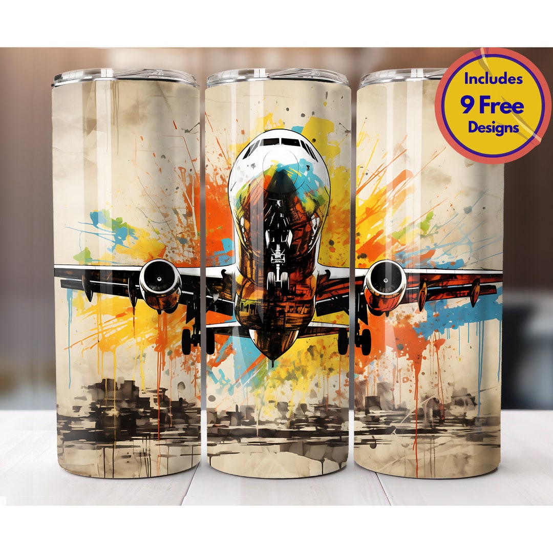 Graffiti Airplane Taking off 20 Oz Skinny Tumbler Sublimation Design ...