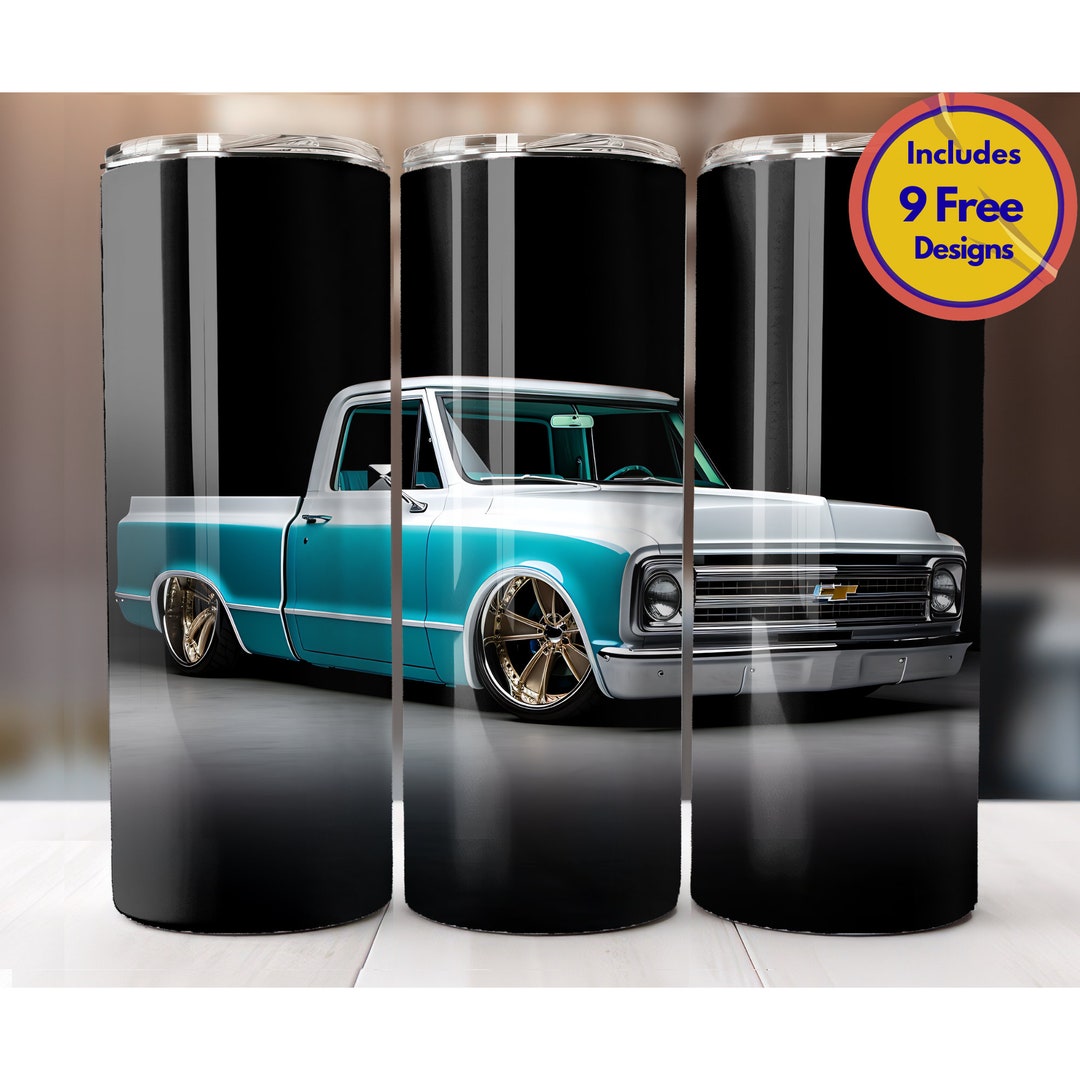 Teal Chevy C10 20 Oz Tumbler Sublimation Design PNG Classic Truck ...