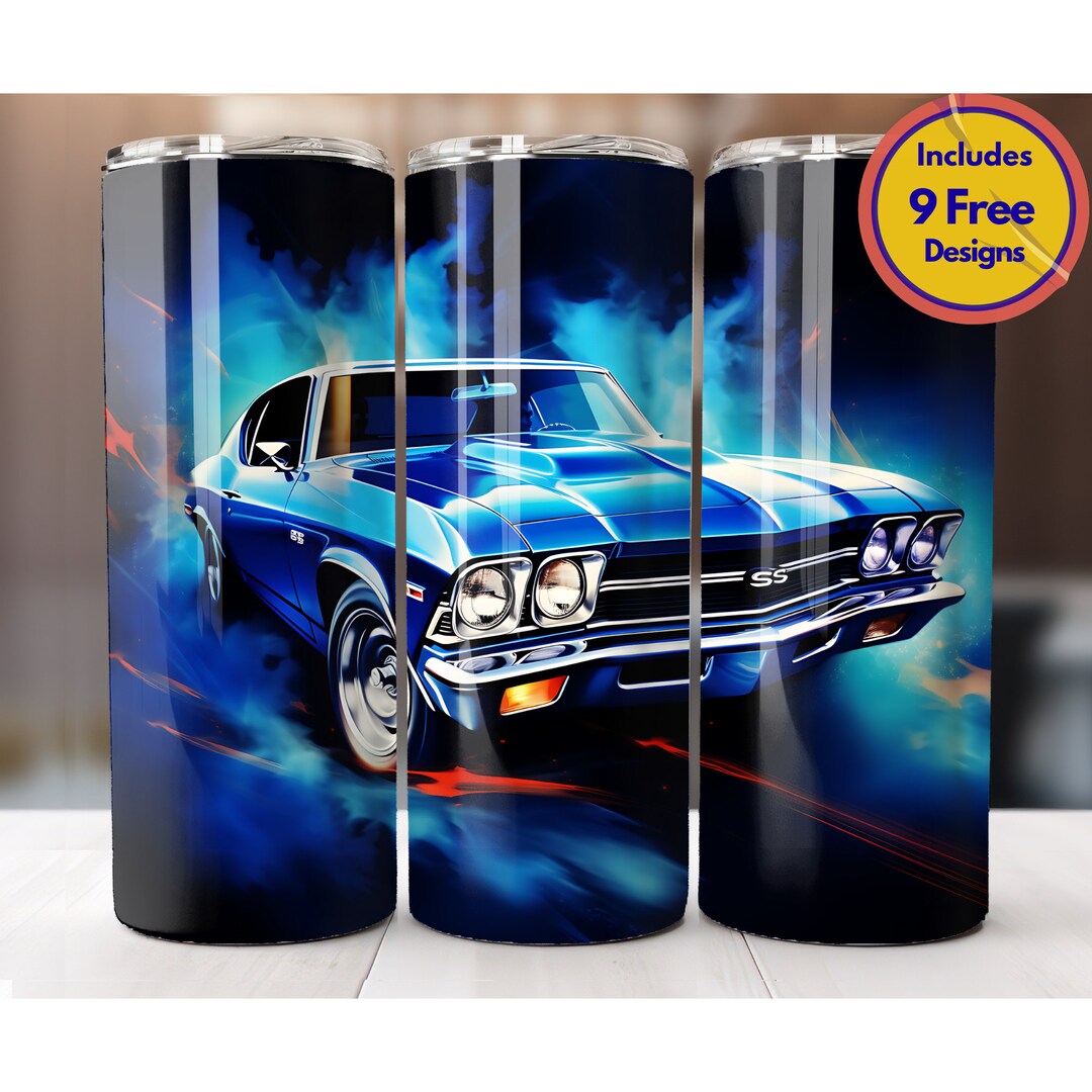Classic Blue Chevy Chevelle Muscle Car 20 Oz Tumbler Sublimation Design ...