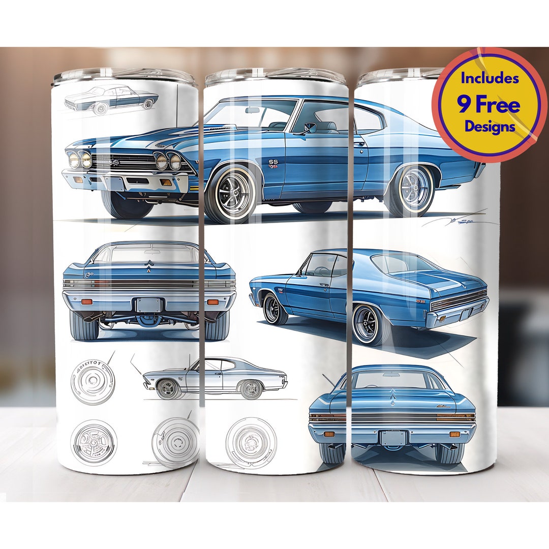 Classic Blue Chevy Chevelle Infographic 20 Oz Tumbler Sublimation ...