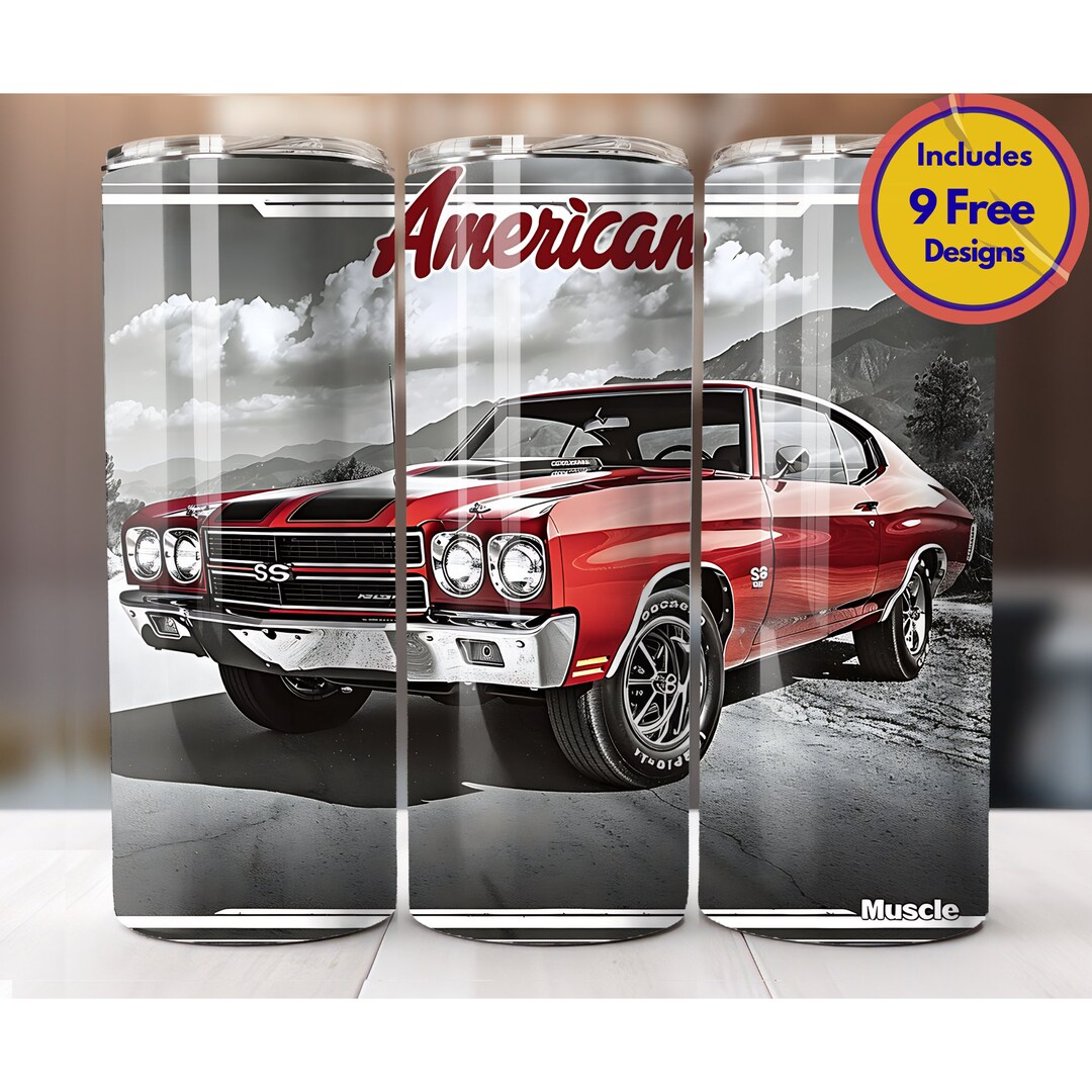 Classic American Chevy Chevelle 20 Oz Tumbler Sublimation Design PNG ...