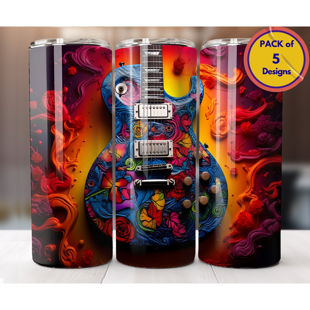 Vintage Guitar 20 Oz Tumbler Sublimation Design, Guitar Skinny Tumbler ...
