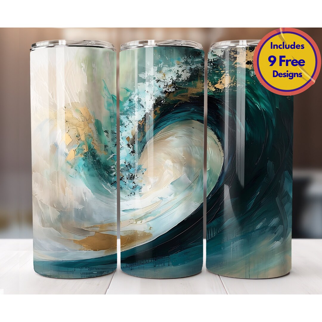 Ocean Waves 20oz Tumbler Sublimation Design PNG Summer Beach Tumbler ...