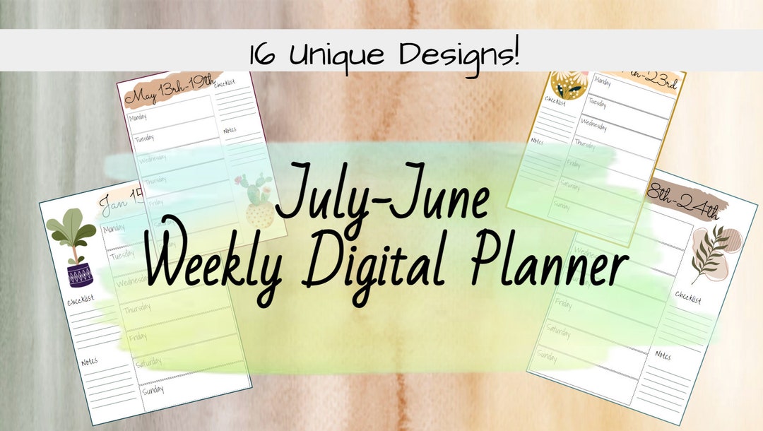 Digital Weekly Planner july 2023-jun2024 - Etsy