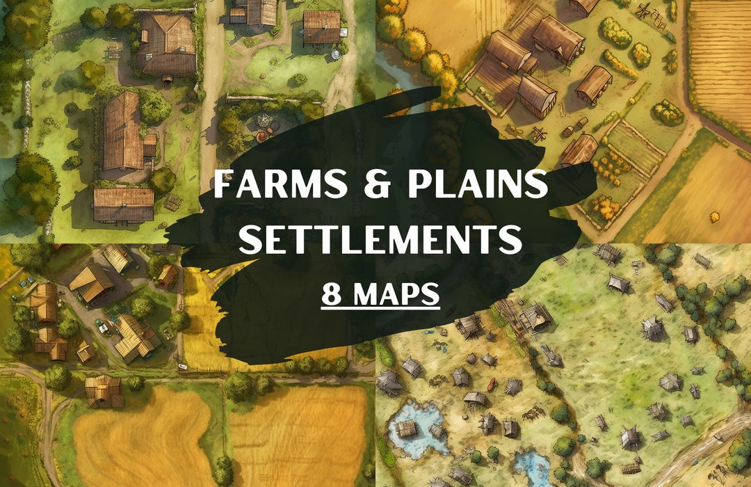 Dnd Farms and Plains Settlements Bundle 8 D&D Battlemaps, Dungeons and ...