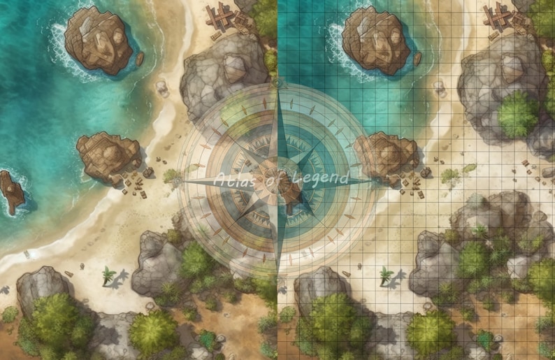 Dnd Coastal Battlemaps Bundle, 12 D&D Battlemaps, Dungeons and Dragons ...