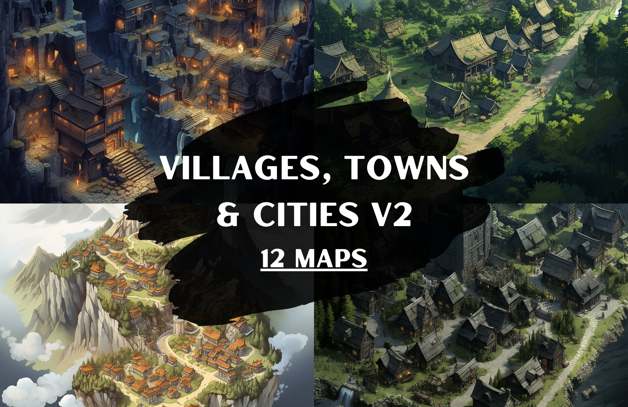 Dnd Villages, Towns and Cities V2, 12 D&D Battlemaps, Dungeons and ...