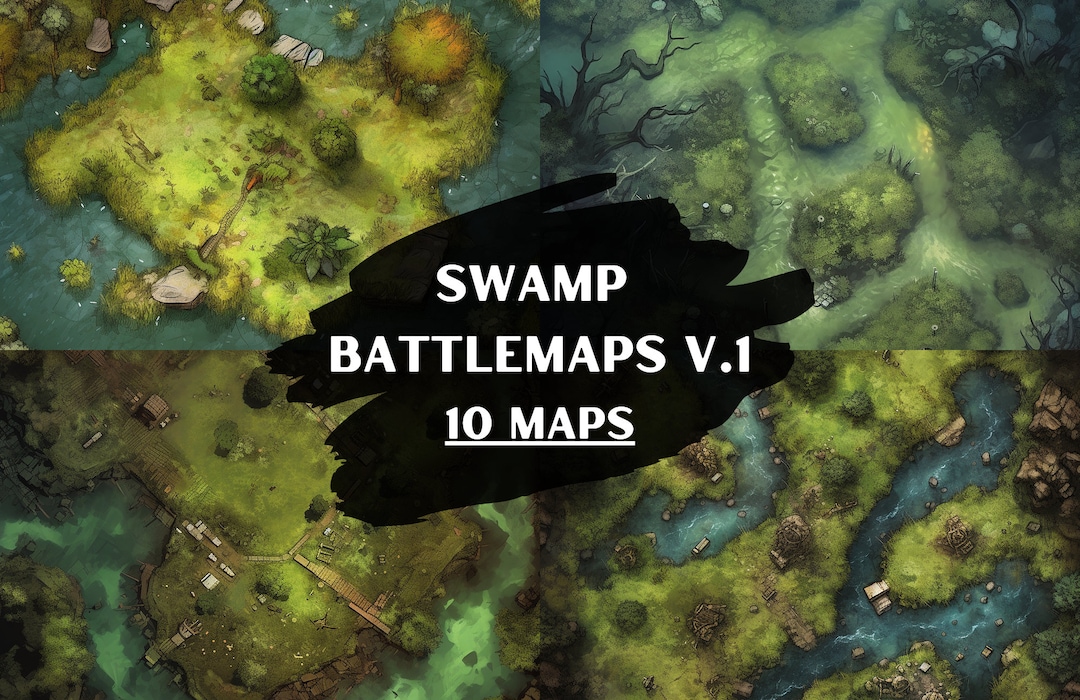 Dnd Swamp Battle Maps V1 Bundle, 10 D&D Battlemaps, Dungeons and ...