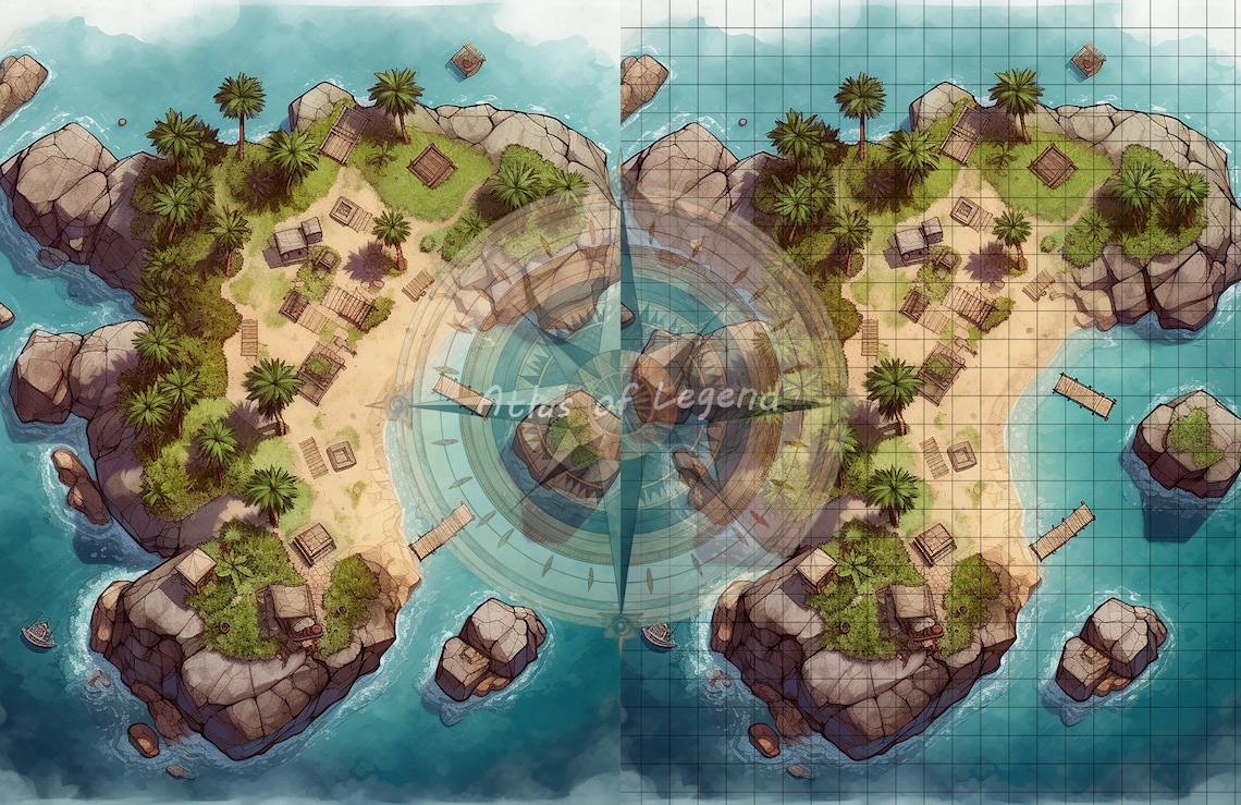 Dnd Coastal Battlemaps Bundle, 12 D&D Battlemaps, Dungeons and Dragons ...