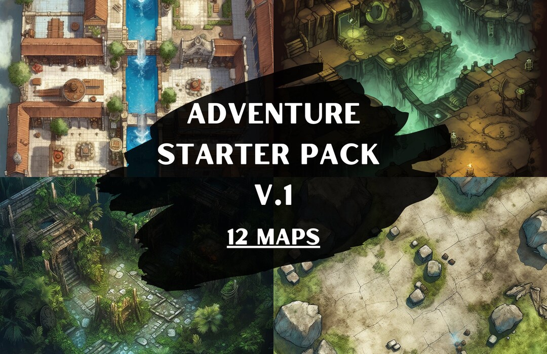 Dnd Adventure Starter Pack V.1 Bundle, 12 D&D Battlemaps, Dungeons and ...