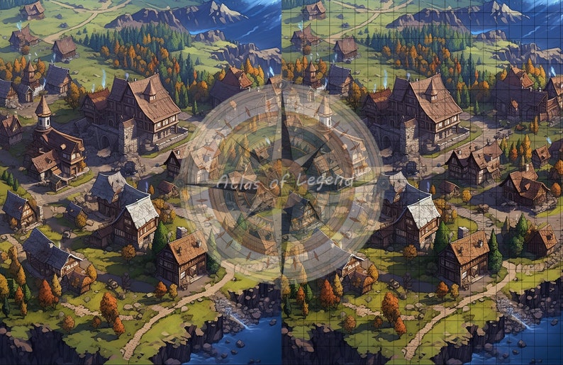 Dnd Villages, Towns and Cities V1, 10 D&D Battlemaps, Dungeons and ...