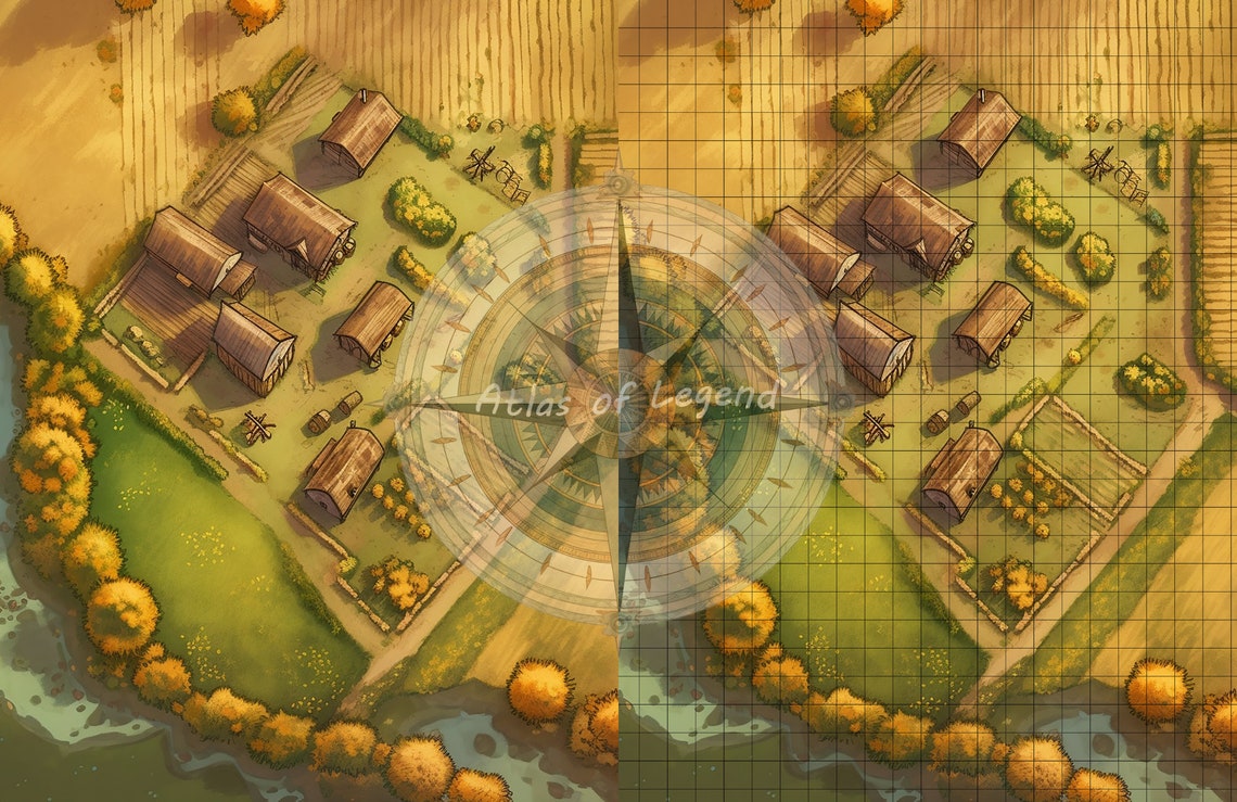 Dnd Farms and Plains Settlements Bundle 8 D&D Battlemaps, Dungeons and ...