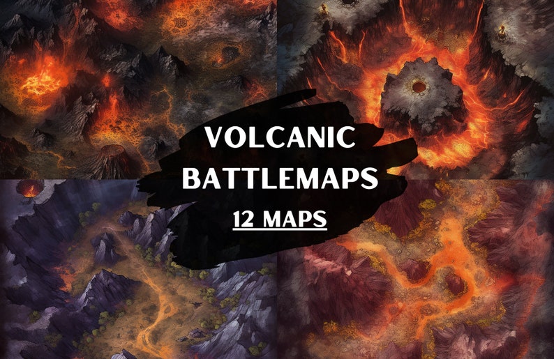 Dnd Volcanic Battlemaps Bundle, 12 D&D Battlemaps, Dungeons and Dragons ...