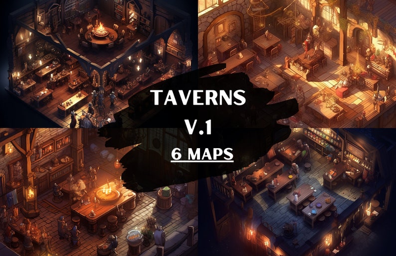 Dnd Taverns V.1 Maps Bundle, 6 D&D Battlemaps, Dungeons and Dragons ...